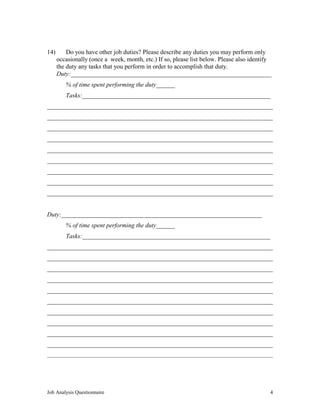 job analysis questionnaire | PDF | Resume Writing and Advice | Job Search