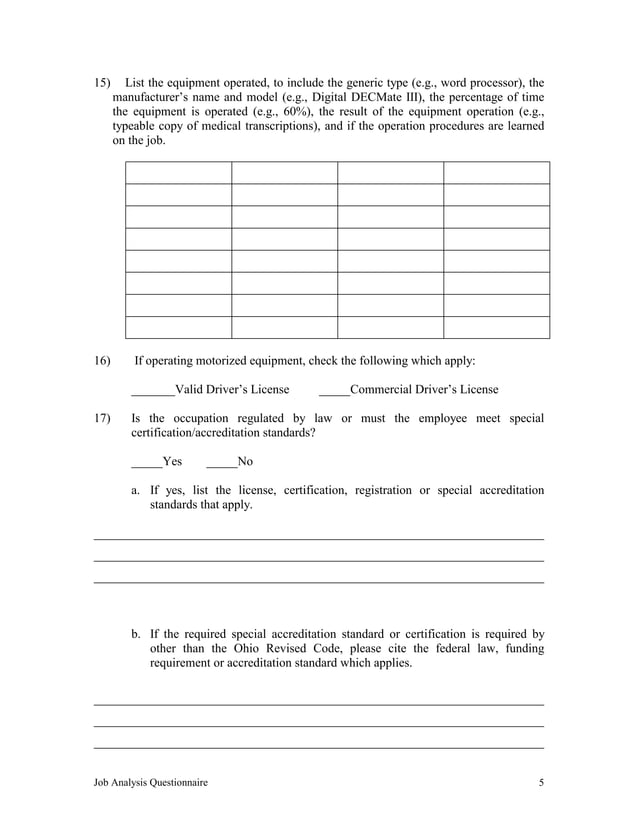 job analysis questionnaire | PDF | Resume Writing and Advice | Job Search