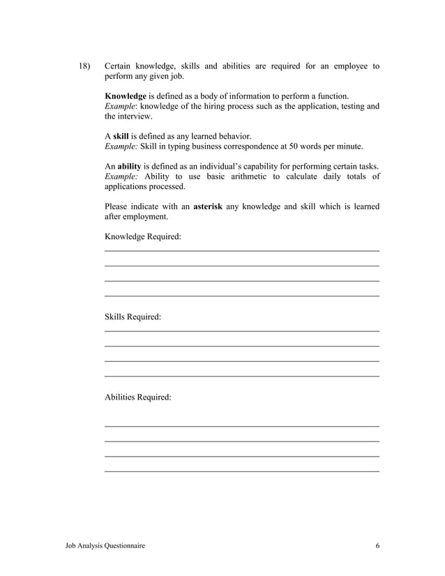 job analysis questionnaire | PDF | Resume Writing and Advice | Job Search