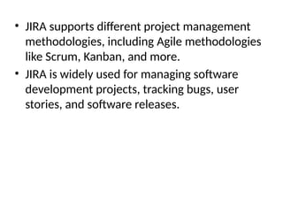 Jira.pptx talks about jira issues, workflows, steps | PPTX