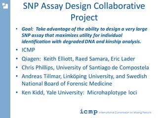 ICMP MPS SNP Panel for Missing Persons - Michelle Peck et al. | PDF