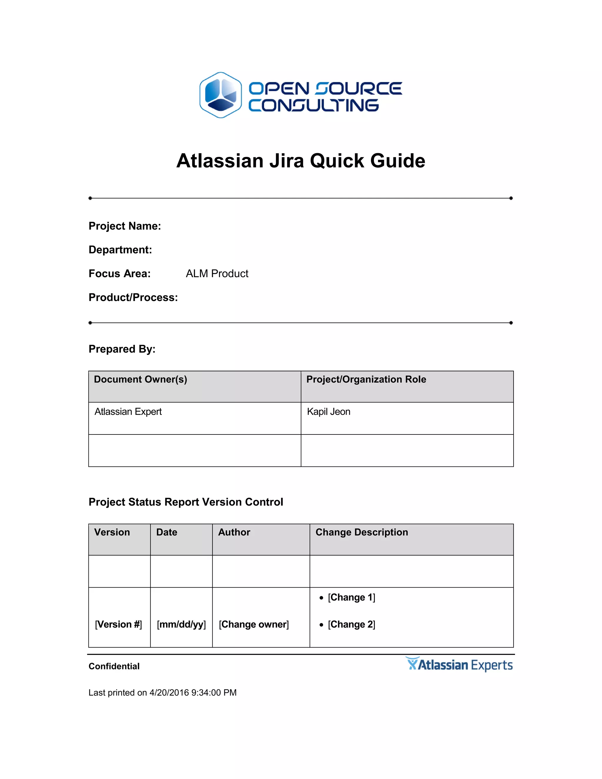 [오픈소스컨설팅]Atlassian JIRA Quick Guide | PDF