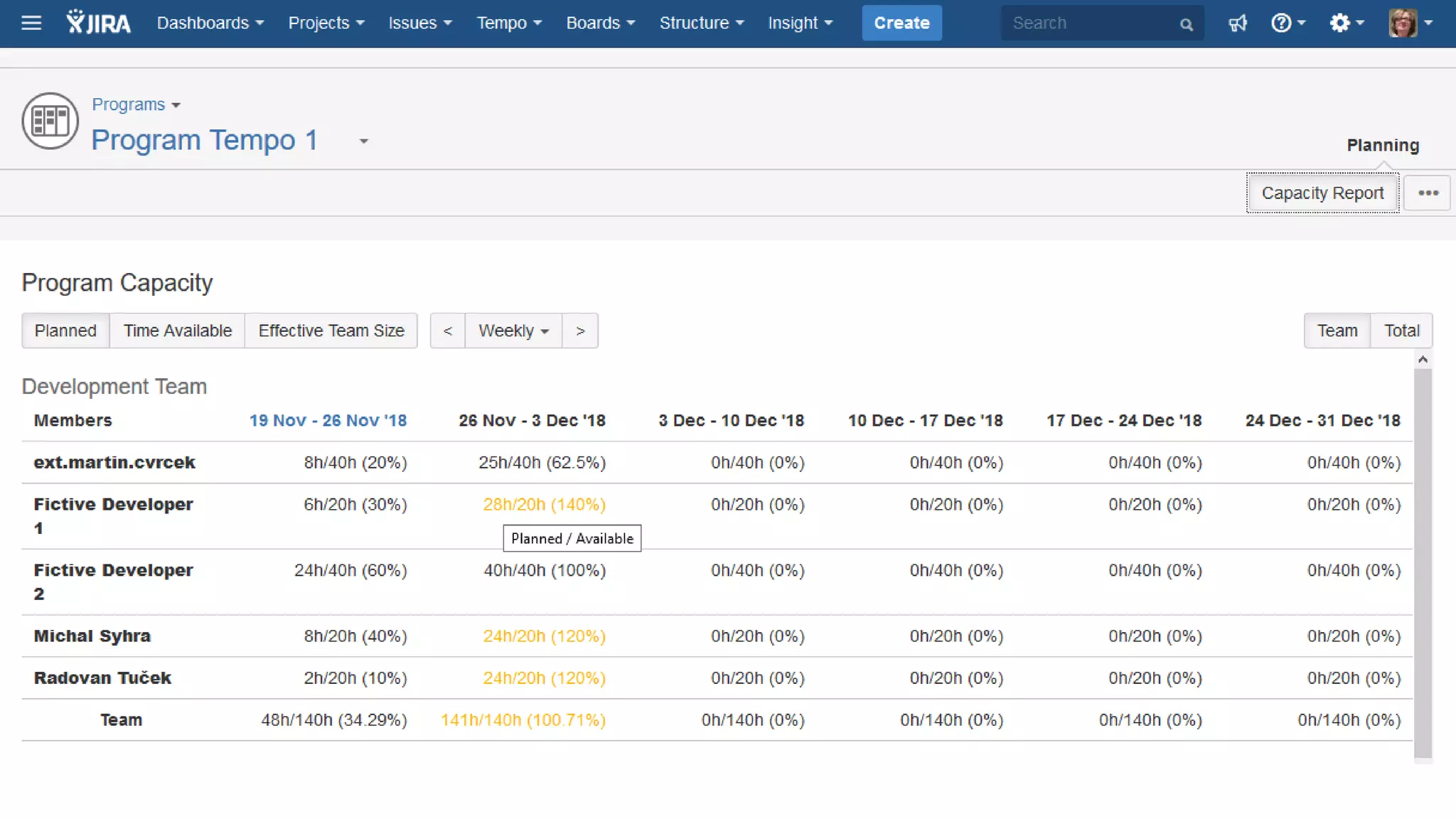 Jira Activity Timeline a Tempo Planner | PPT