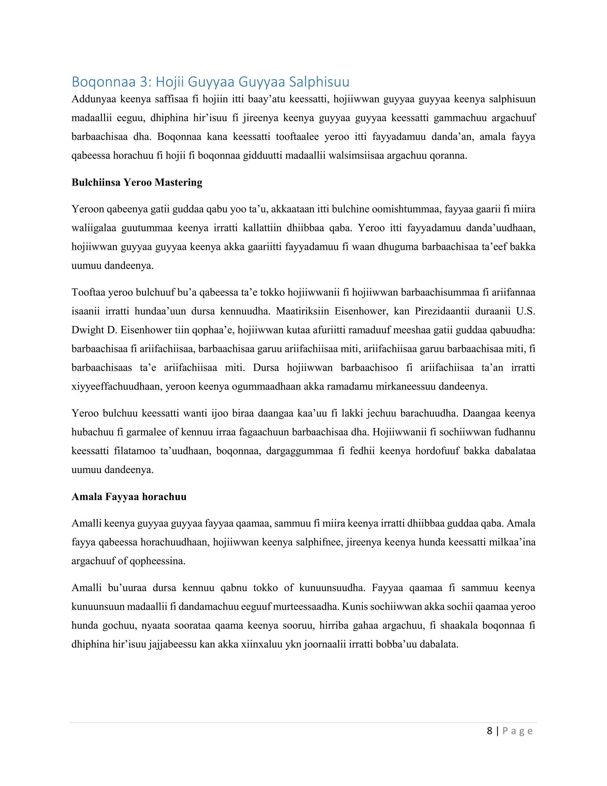 JIREENYA SALPHAA FI GAMMACHUU QABU JIRAACHUU | PDF