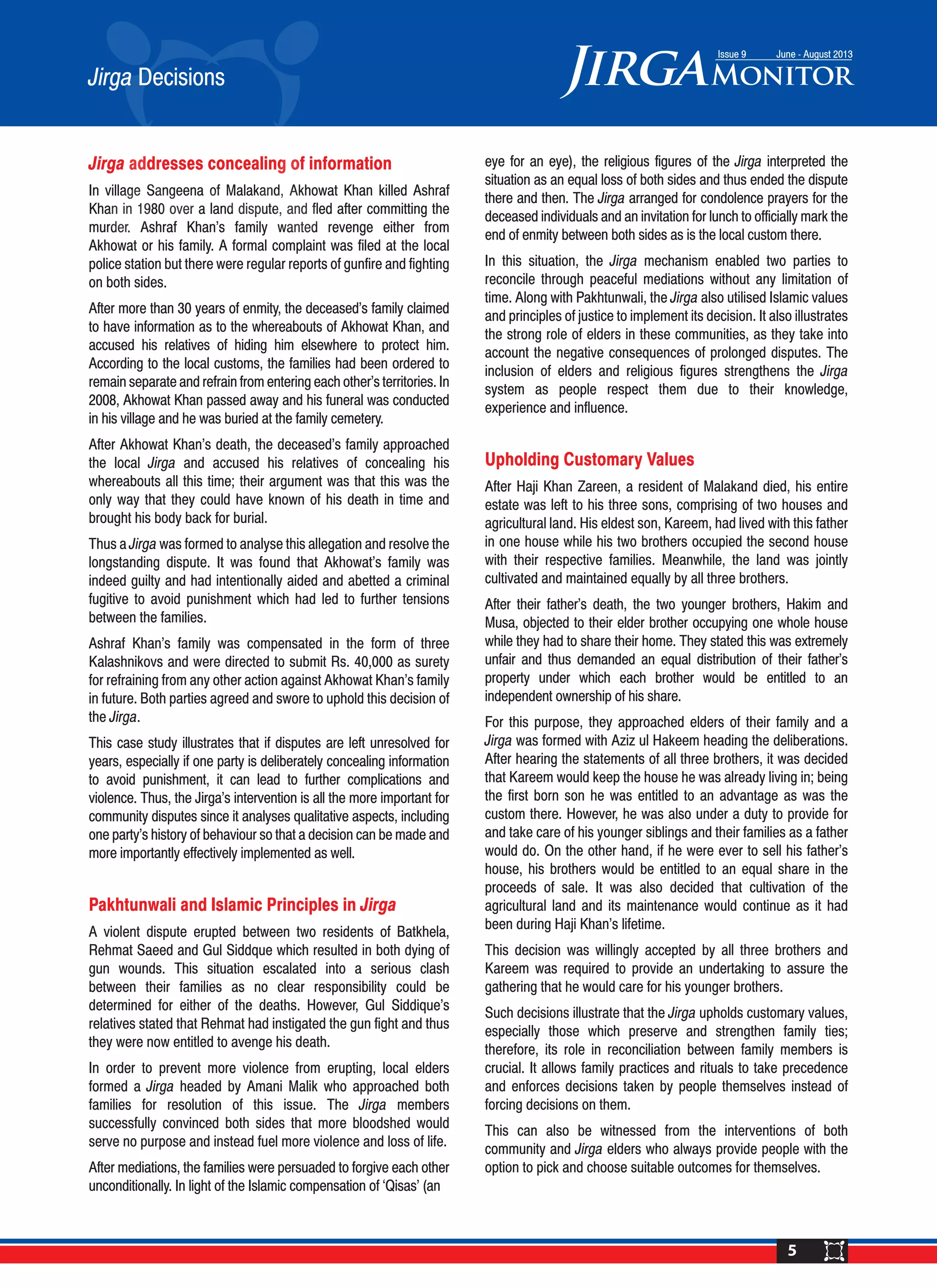 Jirga Monitor #9 (August 2013, English) | PDF