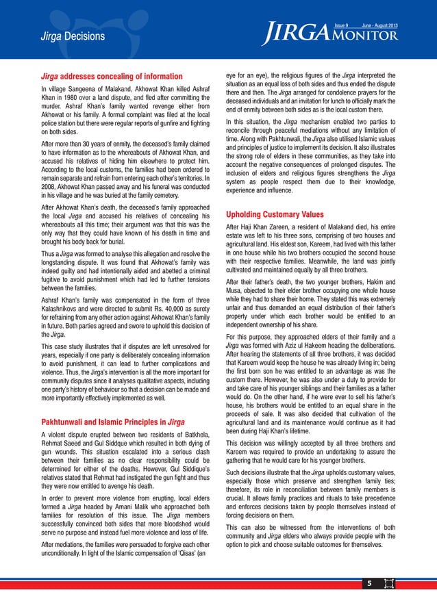 Jirga Monitor #9 (August 2013, English) | PDF