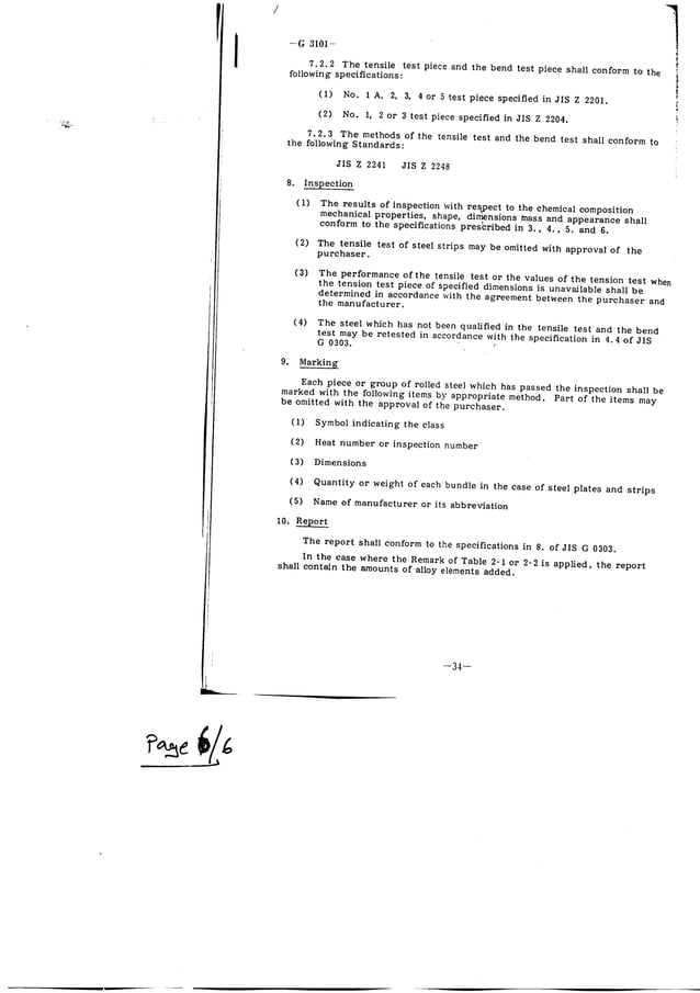 Jis g-3101 rolled steel for general structure | PDF