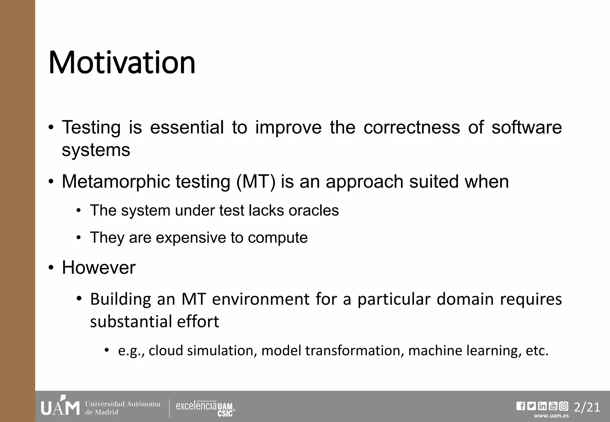 Automated engineering of domain-specific metamorphic testing ...
