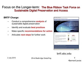 Blue Ribbon Task Force on Sustainable Digital Preservation | PPT