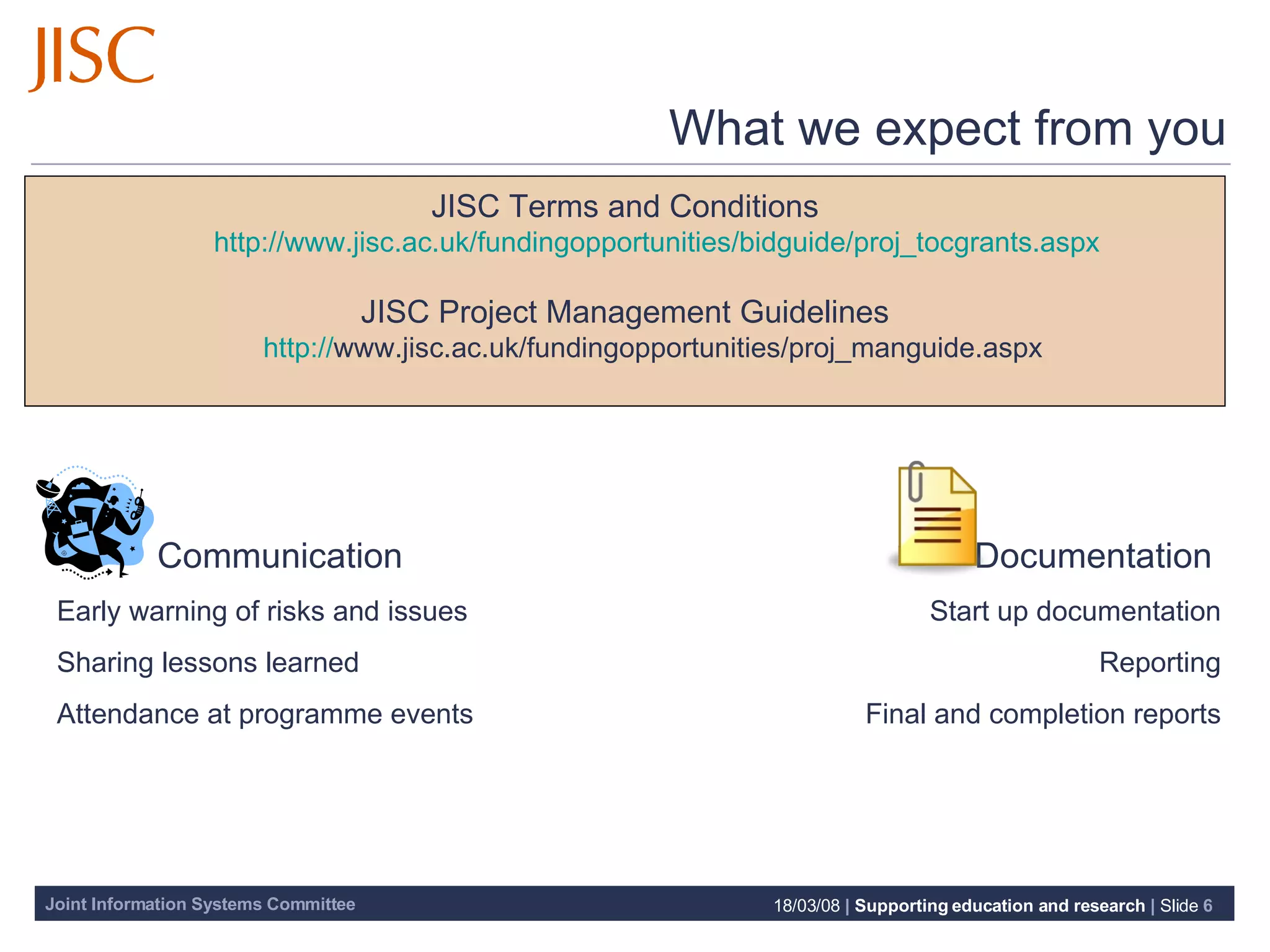 JISC Project Management Guidelines | PPT