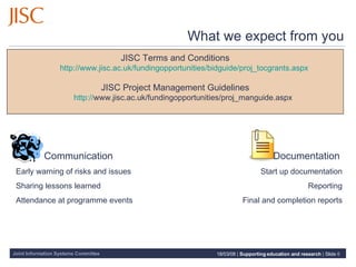JISC Project Management Guidelines | PPT | Business and Finance