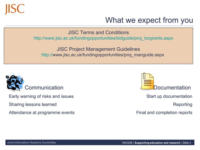 JISC Project Management Guidelines | PPT | Business and Finance