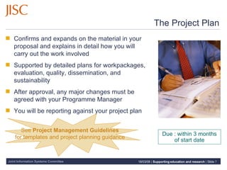 JISC Project Management Guidelines | PPT | Business and Finance
