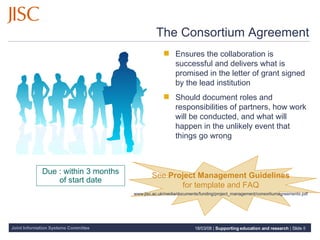 JISC Project Management Guidelines | PPT | Business and Finance