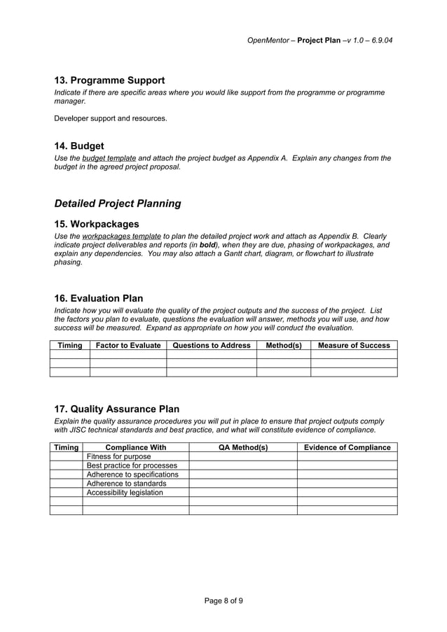 JISC Project Plan Template | PDF