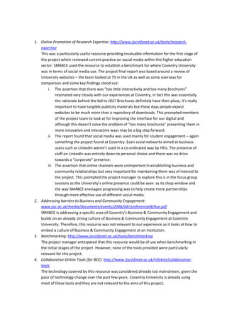 Jisc SM4BCE Case Study FINAL | DOCX | Social Networking | Internet