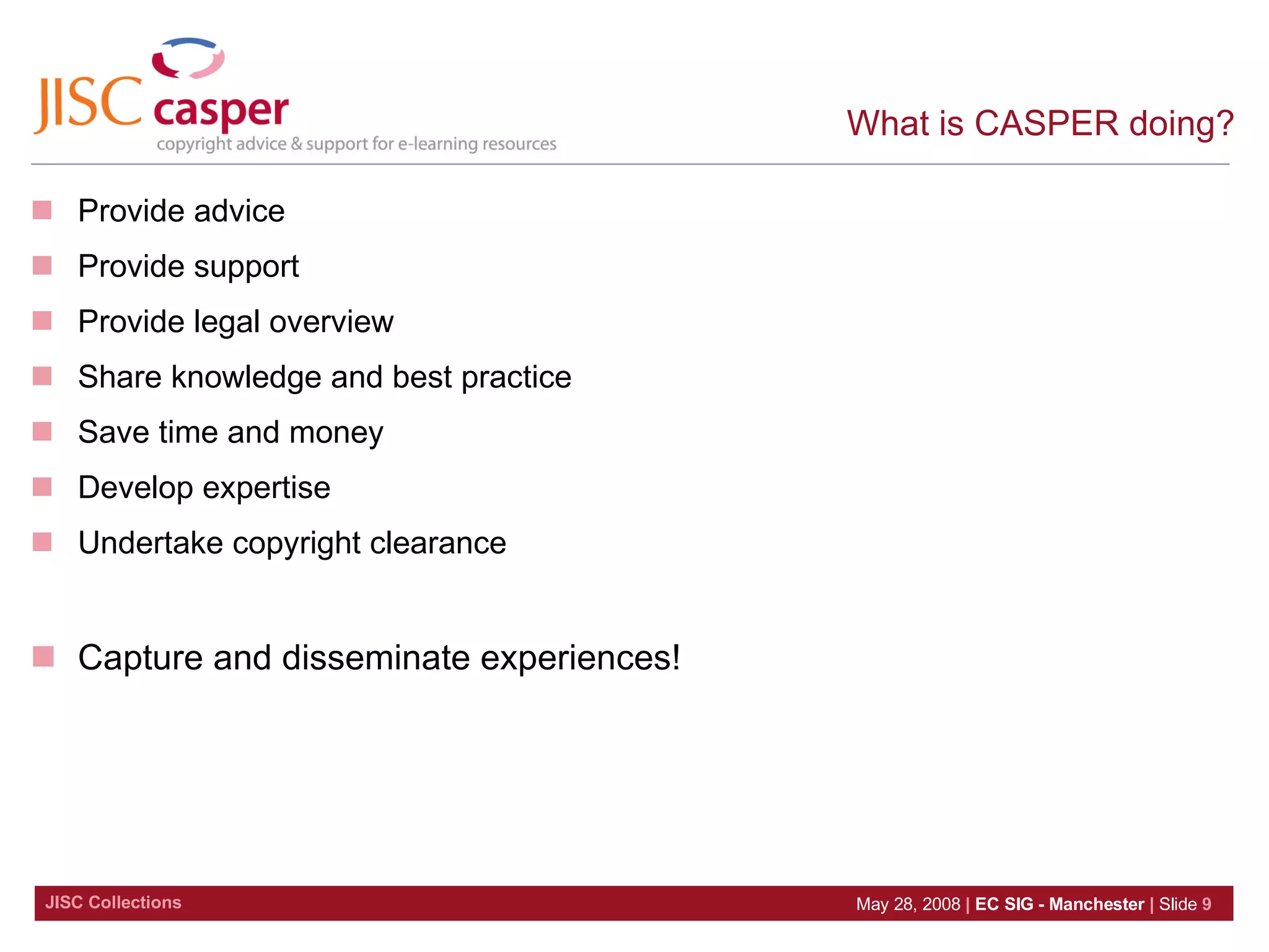 Jisc Casper Cetis 270508 | PPT