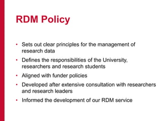Research Data Management at the University of Salford | PPT