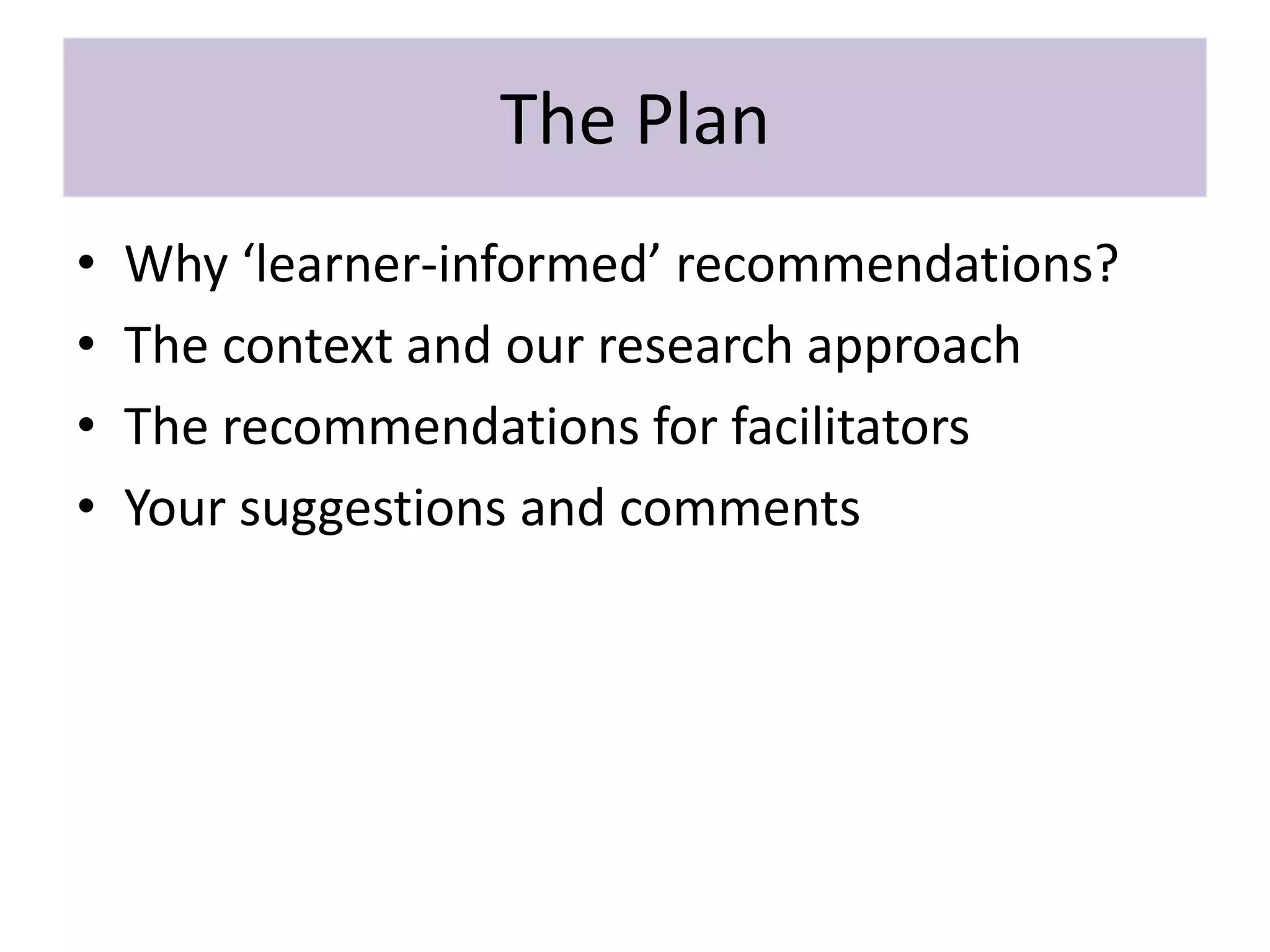 Towards learner informed guidelines for virtual classroom facilitators ...
