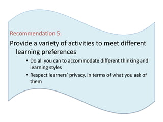 Towards learner informed guidelines for virtual classroom facilitators ...