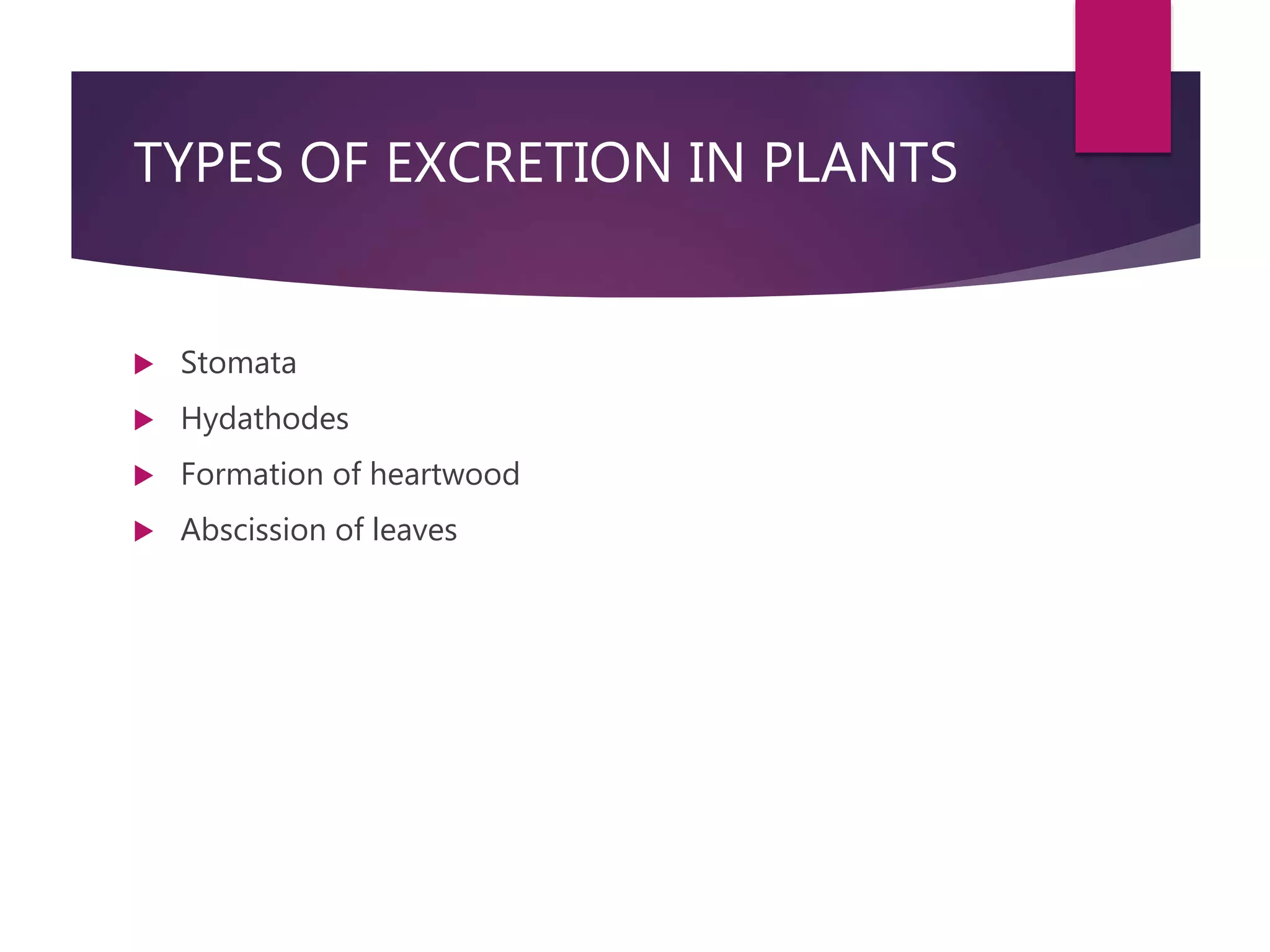EXCRETION IN PLANTS | PPTX