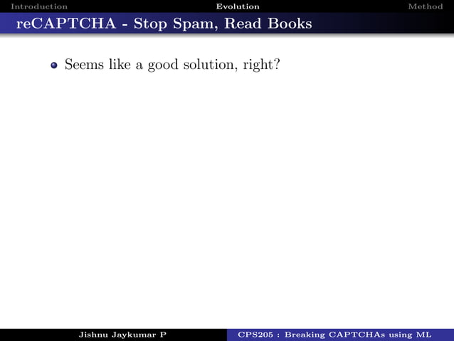 Breaking CAPTCHAs using ML | PPT