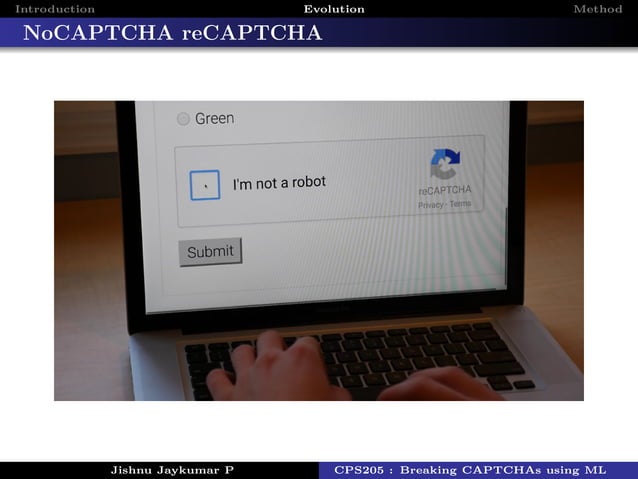 Breaking CAPTCHAs using ML | PPT