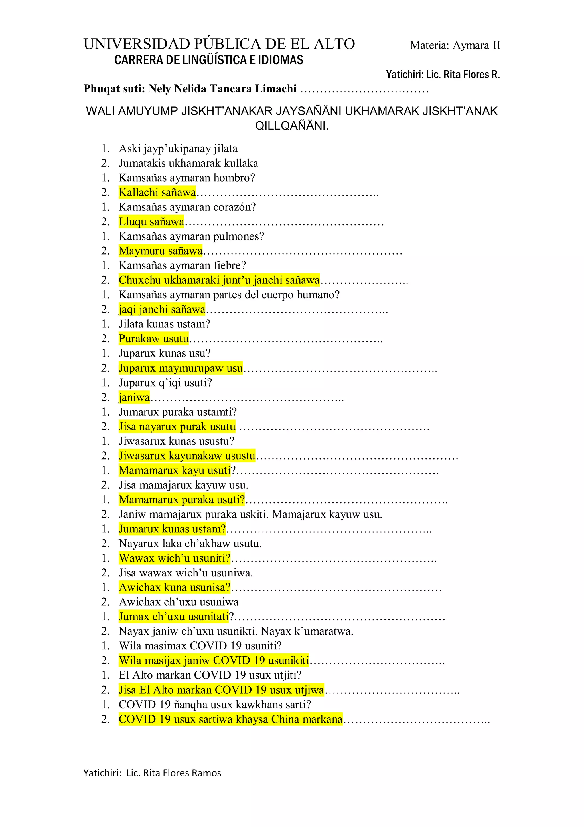 Jiskht'anaka usut jaysañäni | PDF