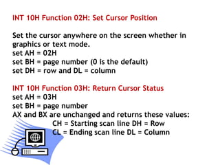 int 21 h for screen display | PPT