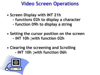 int 21 h for screen display | PPT