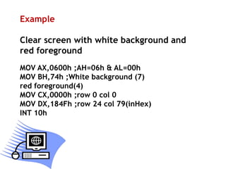 int 21 h for screen display | PPT