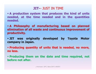Just In Time (JIT) | PDF | Mechanical and Industrial Engineering ...