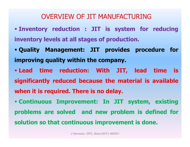 Just In Time (JIT) | PDF | Mechanical and Industrial Engineering ...