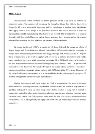 Just In Time Analysis | DOCX | Mechanical and Industrial Engineering ...