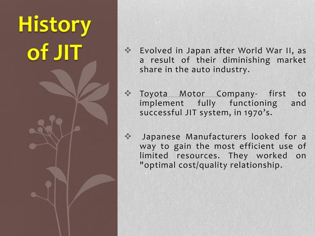 PPT ON Just in time technique (JIT) | PPTX | Mechanical and Industrial ...