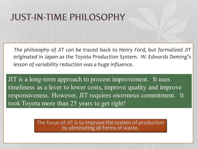 PPT ON Just in time technique (JIT) | PPTX | Mechanical and Industrial ...