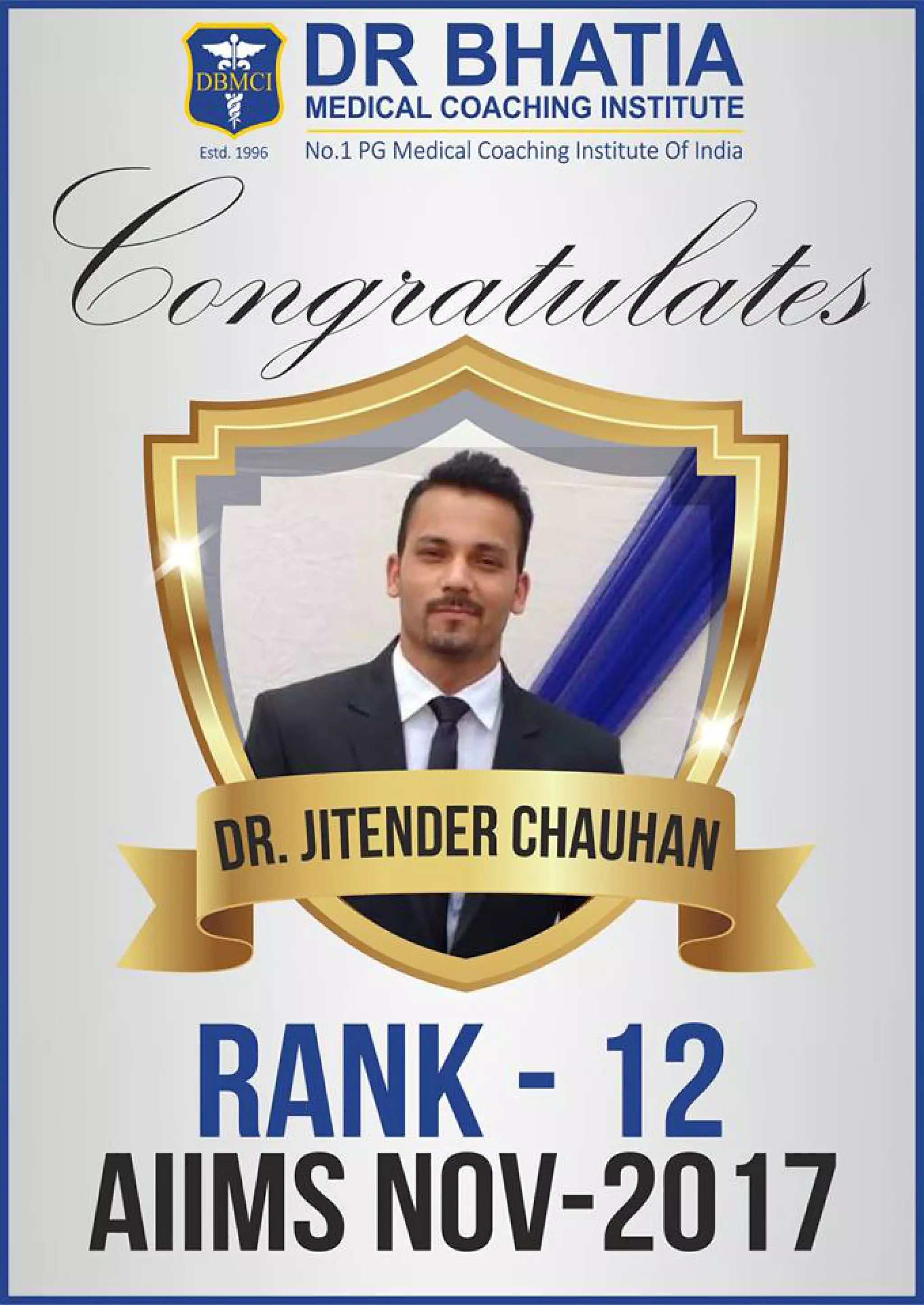 DBMind Jitender Chauhan for securing Rank12 in AIIMSNov17 !!! | PDF