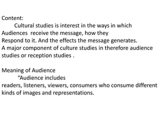 Audience/ Reception Studies | PPTX