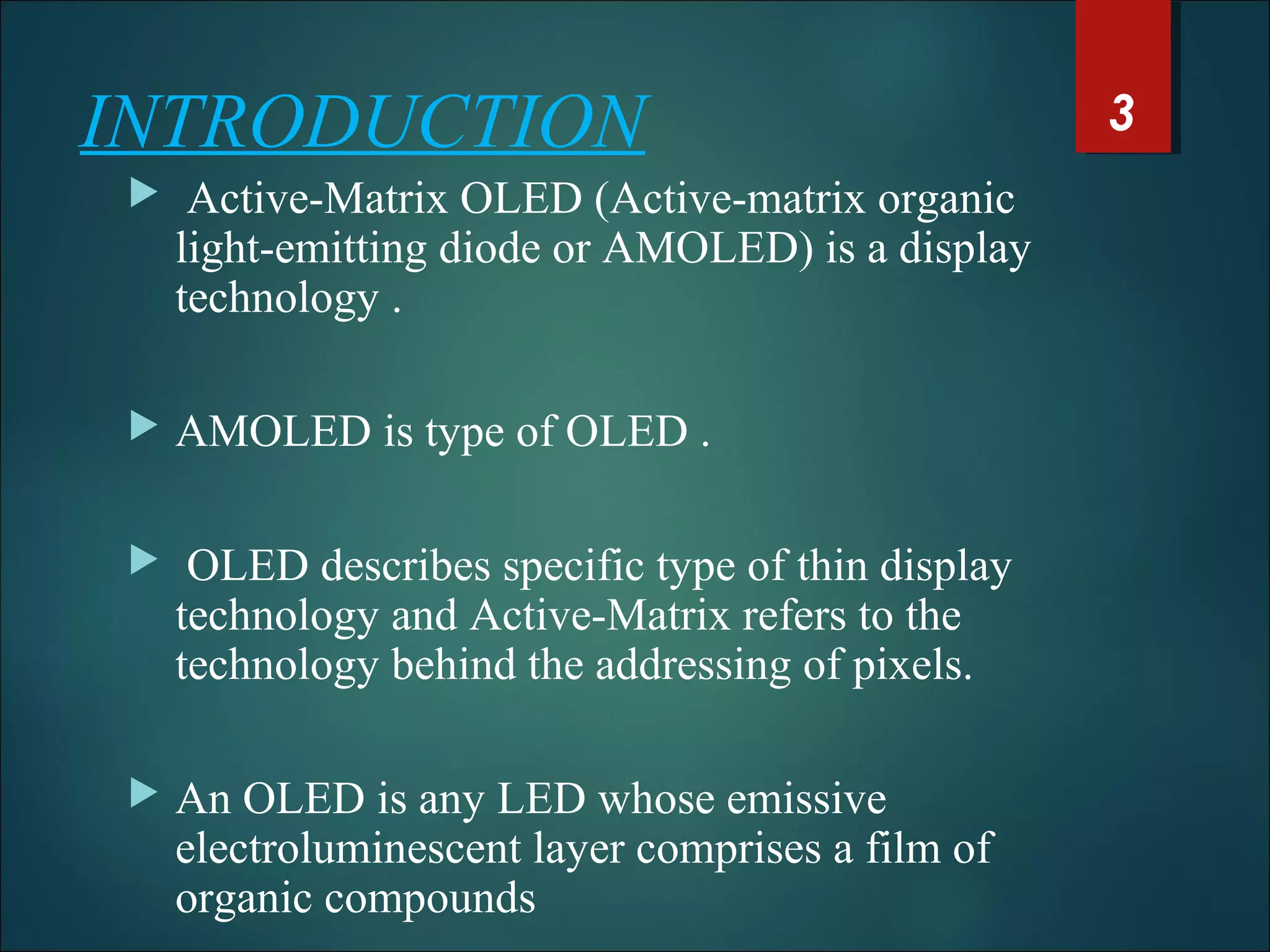 presentation on AMOLED(active matrix organic LED) by jitendra suthar | PPT