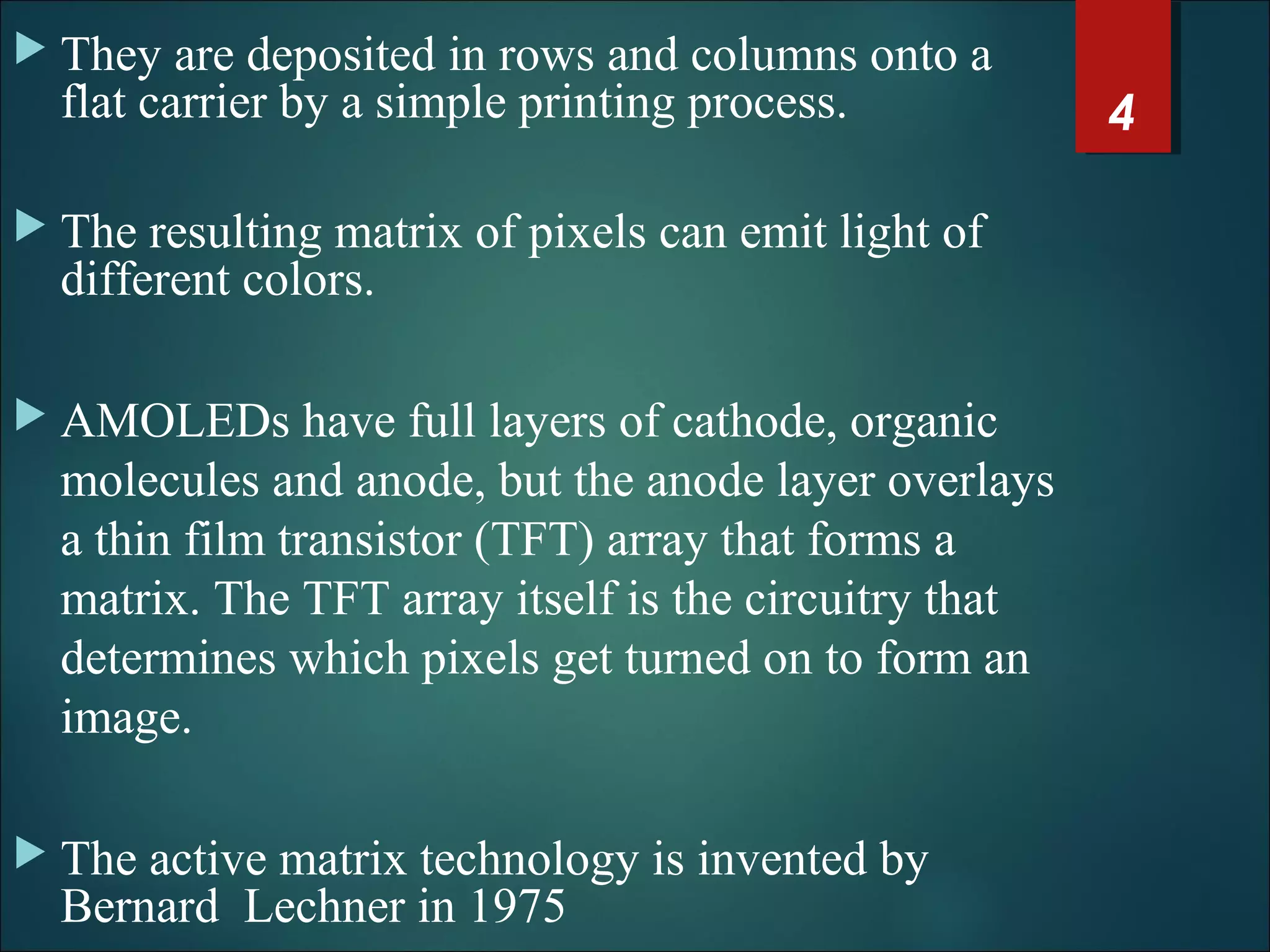 presentation on AMOLED(active matrix organic LED) by jitendra suthar | PPT