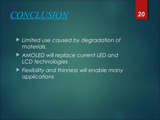 presentation on AMOLED(active matrix organic LED) by jitendra suthar | PPT