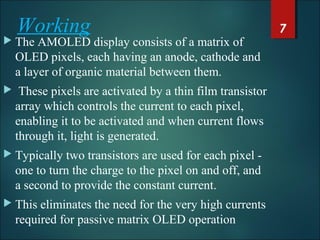 presentation on AMOLED(active matrix organic LED) by jitendra suthar | PPT