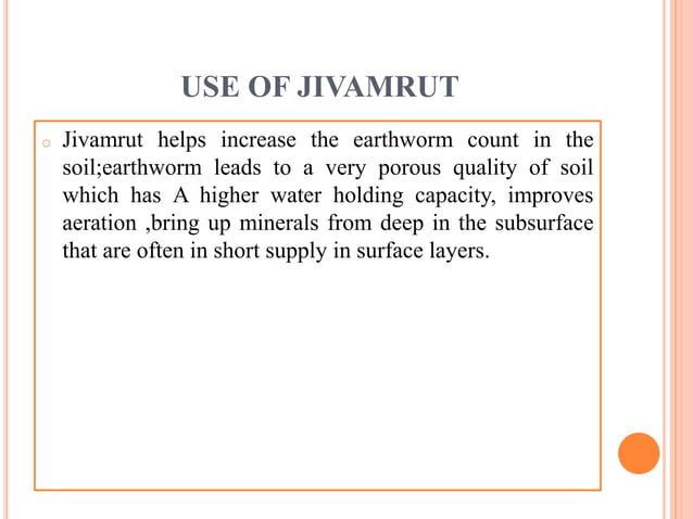 Jivamrut | PPTX | Agriculture | Industries