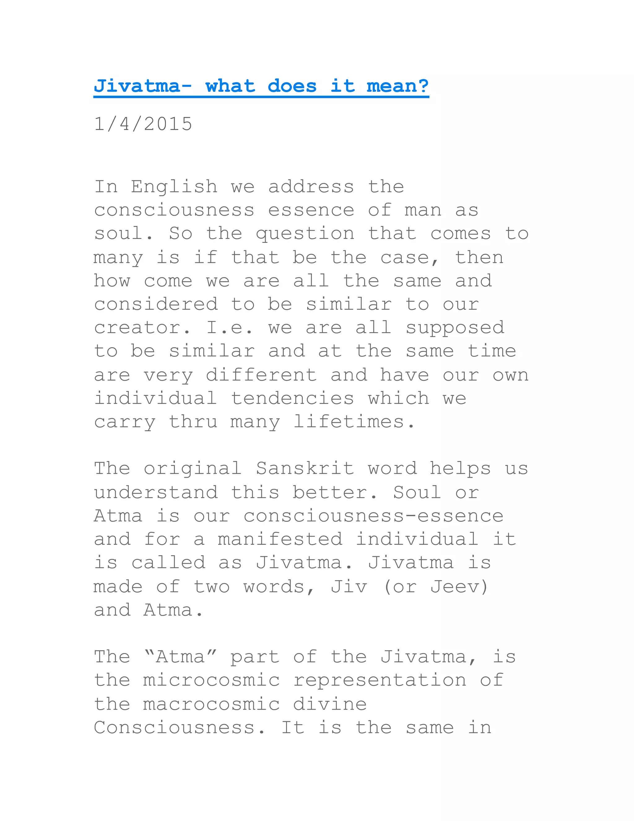 Jivatma ( individual soul ). | DOCX