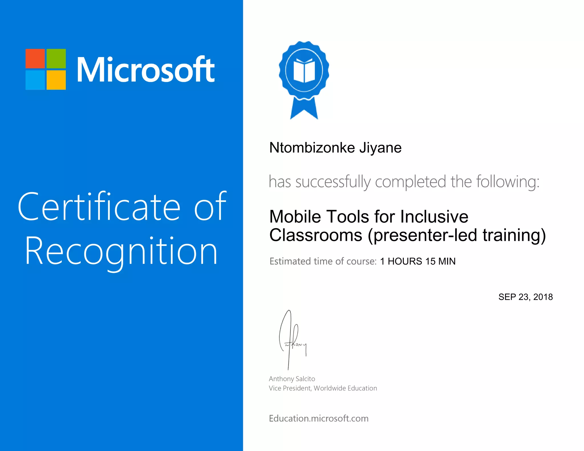 Microsoft certificates of recognition | PDF