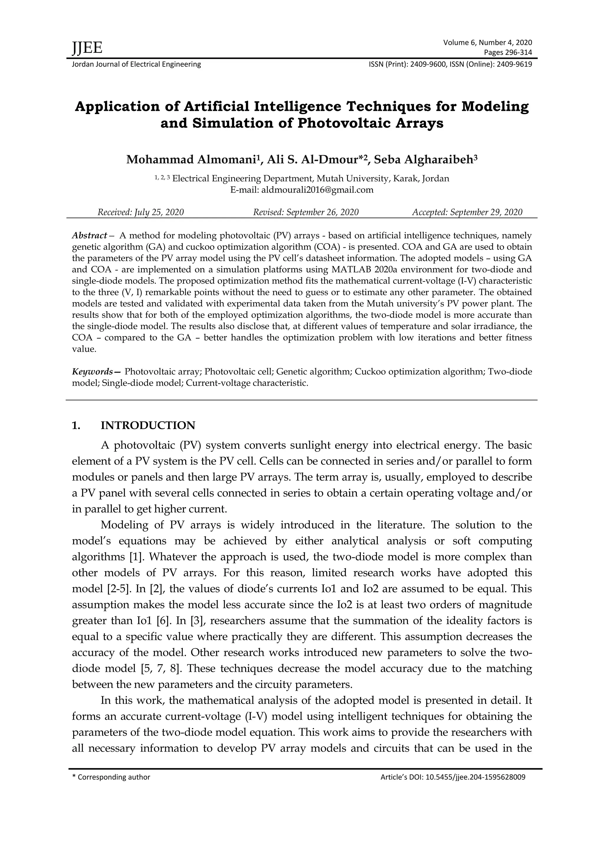 The Application Of Artificial Intelligence Techniques For Modeling And Simulation Of