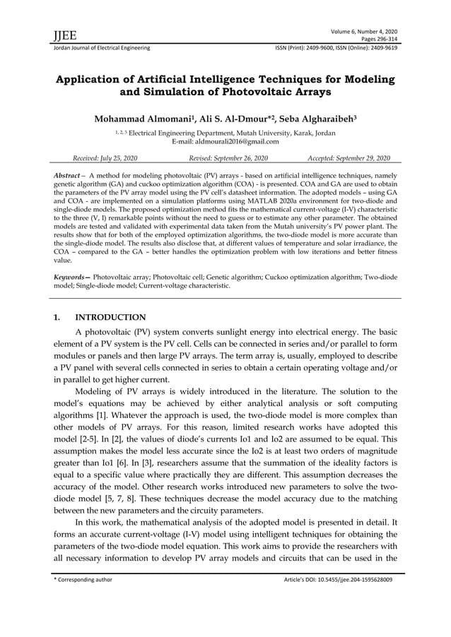 The Application Of Artificial Intelligence Techniques For Modeling And Simulation Of 