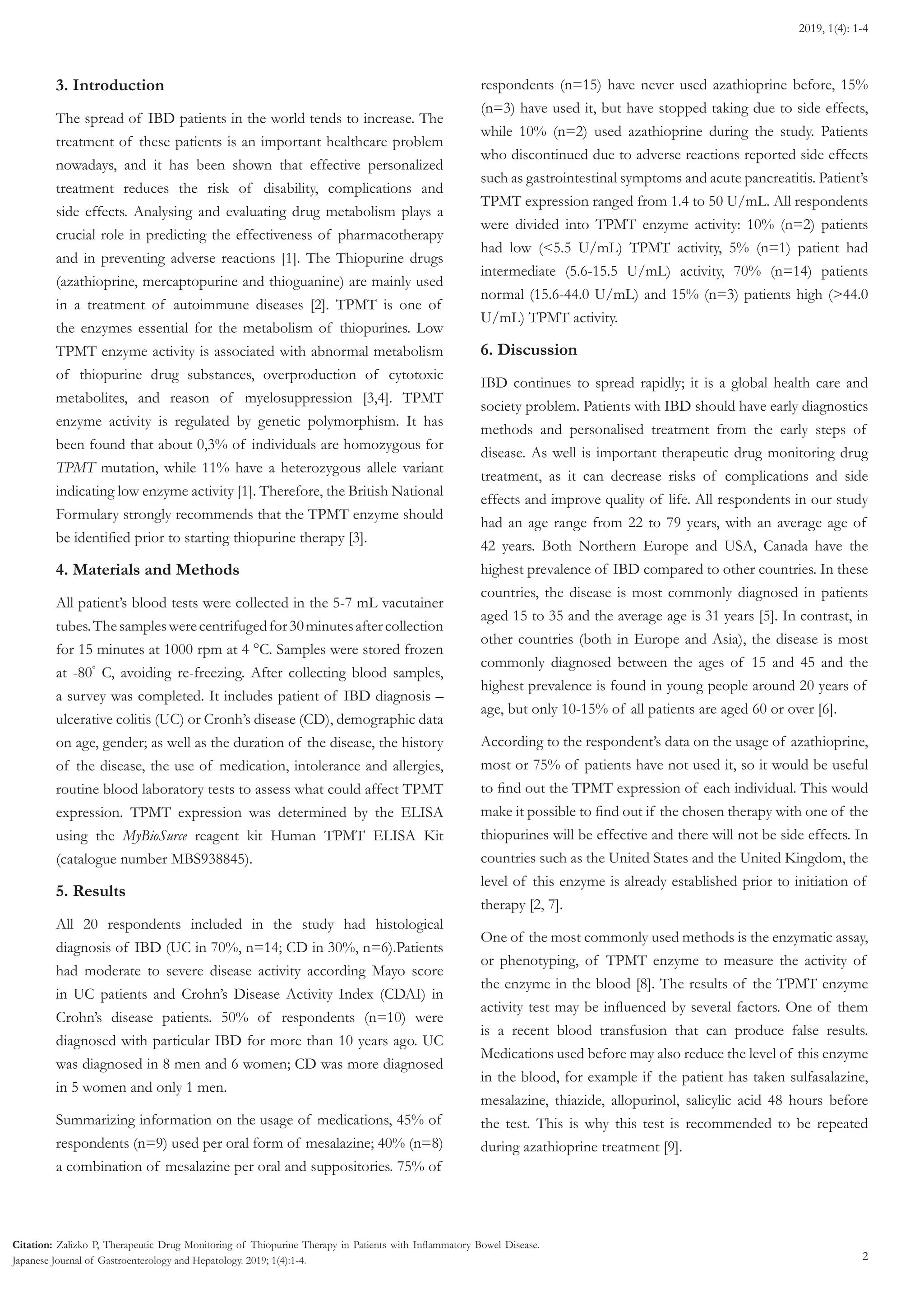 Therapeutic Drug Monitoring of Thiopurine Therapy in Patients with ...