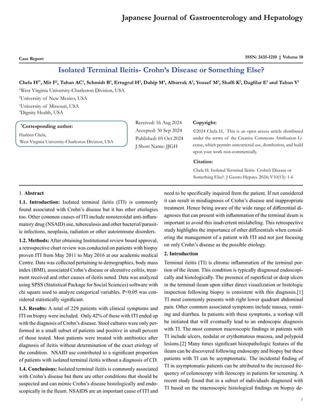 Isolated Terminal Ileitis- Crohn’s Disease or Something Else? | PDF
