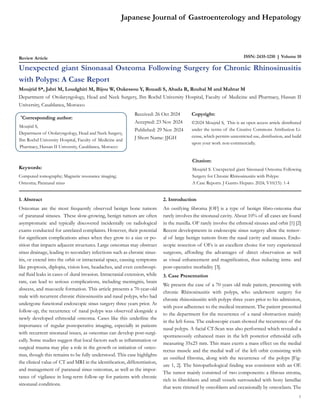 Unexpected giant Sinonasal Osteoma Following Surgery for Chronic Rhinosinusitis with Polyps: A ...